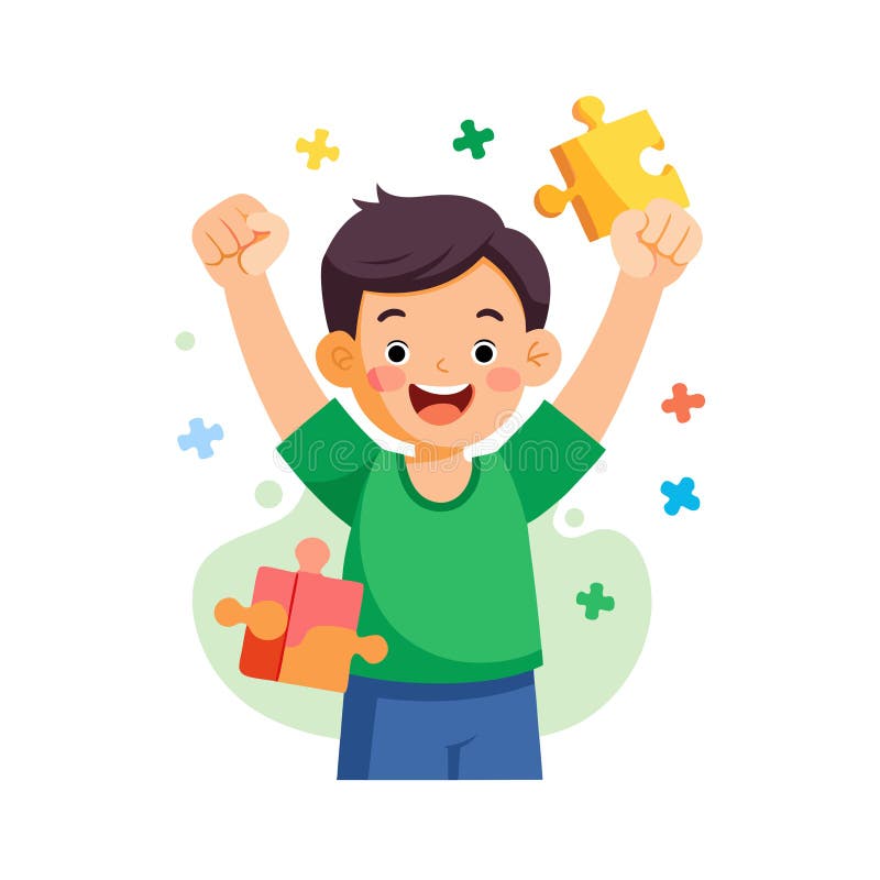 Boy Completes Jigsaw Puzzle: Concept for Problem-solving, Education ...