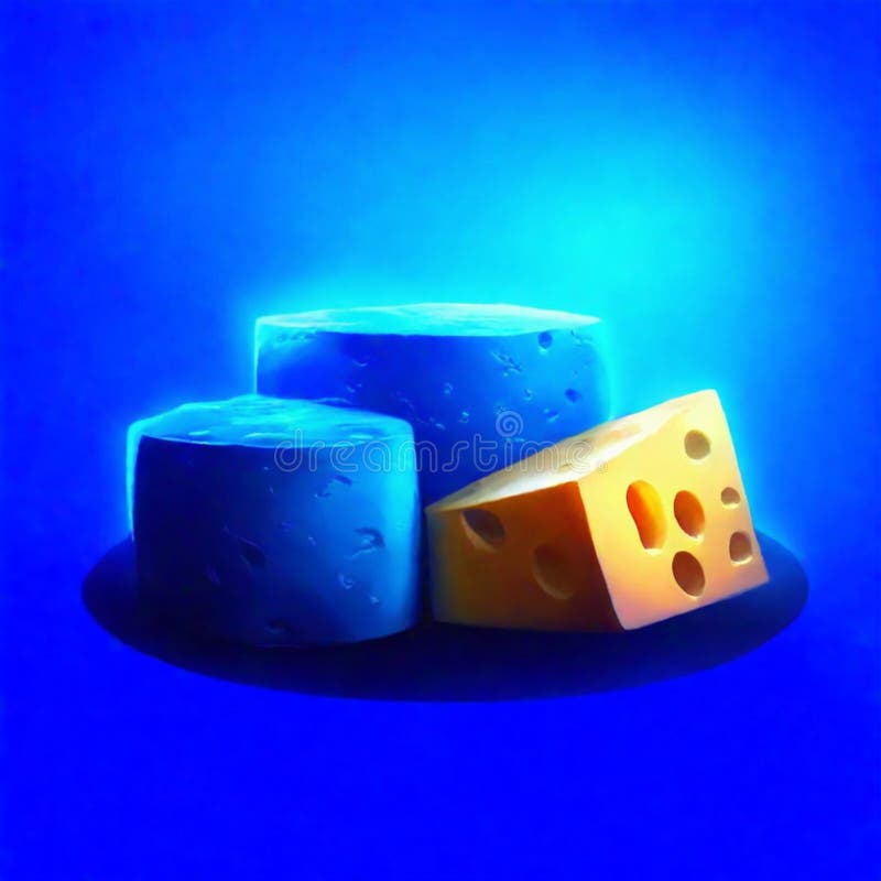 Illustration of Cheese on a Blue Background. the Illustration Contains ...