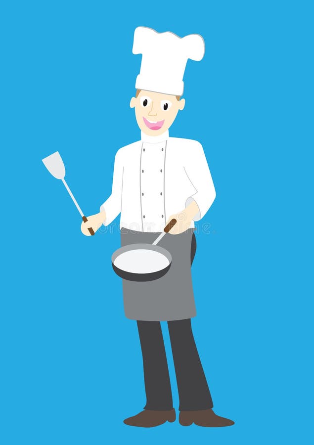 Illustration of a Chef on a Blue Background Stock Vector - Illustration ...