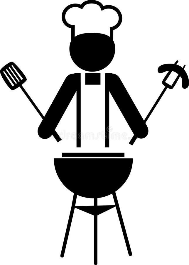 Illustration of a Chef Making Bbq -1 Stock Vector - Illustration of ...