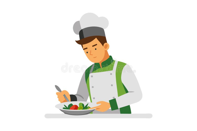 Illustration of a Chef Preparing a Salad Stock Illustration ...