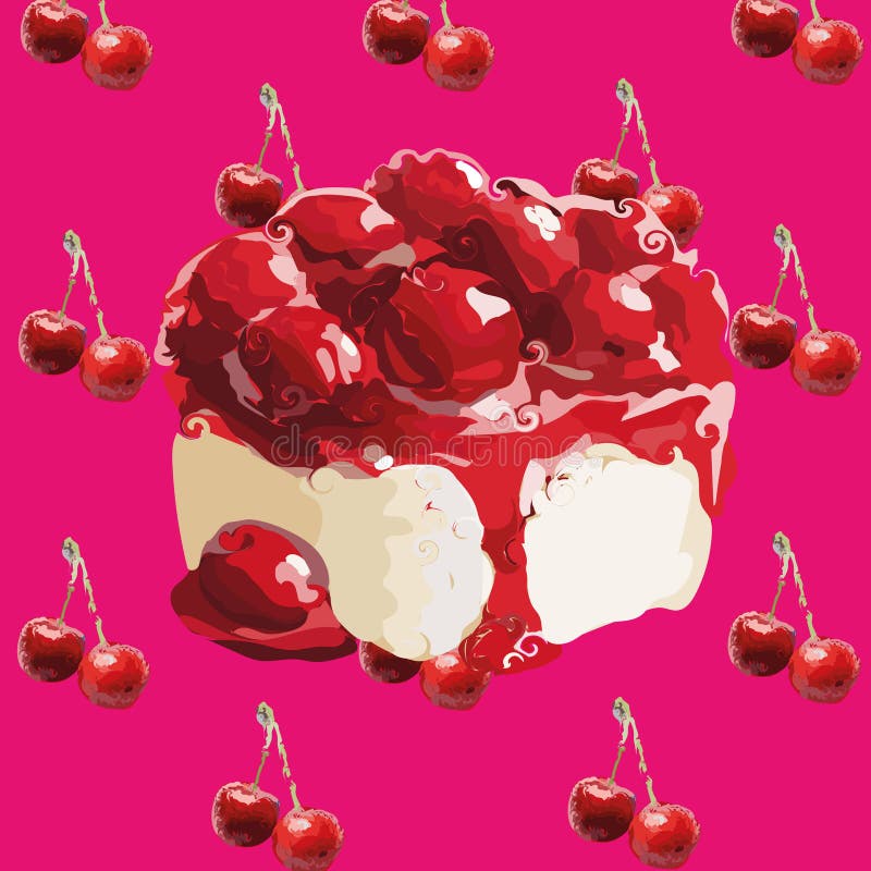 Illustration of Cherry Cake, Cake Bright and Delicious, Dessert for ...