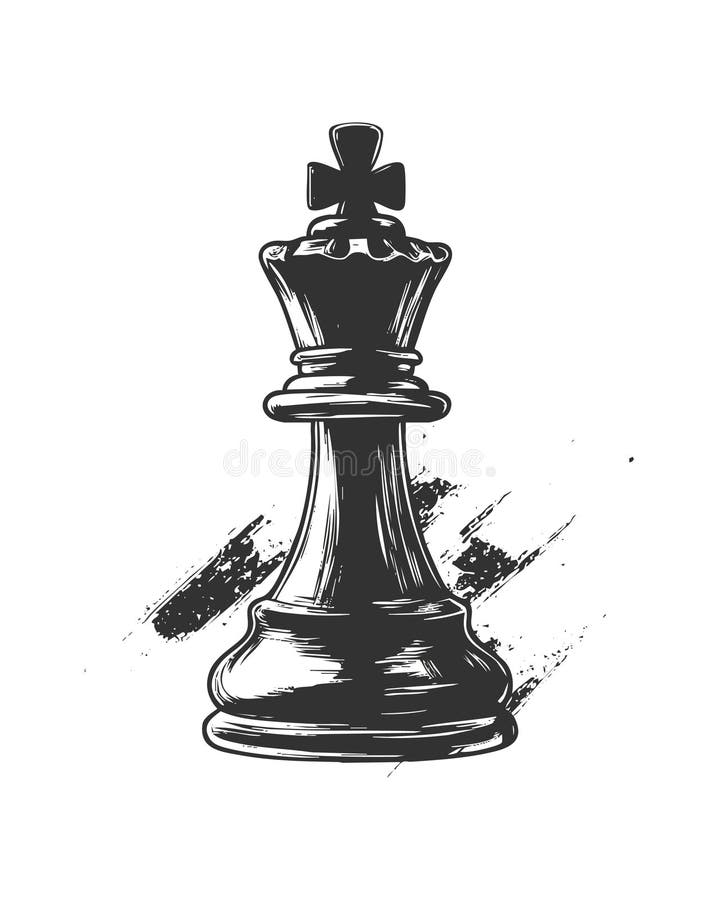 Illustration of a Chess King Piece with Abstract Ink Design. Stock ...
