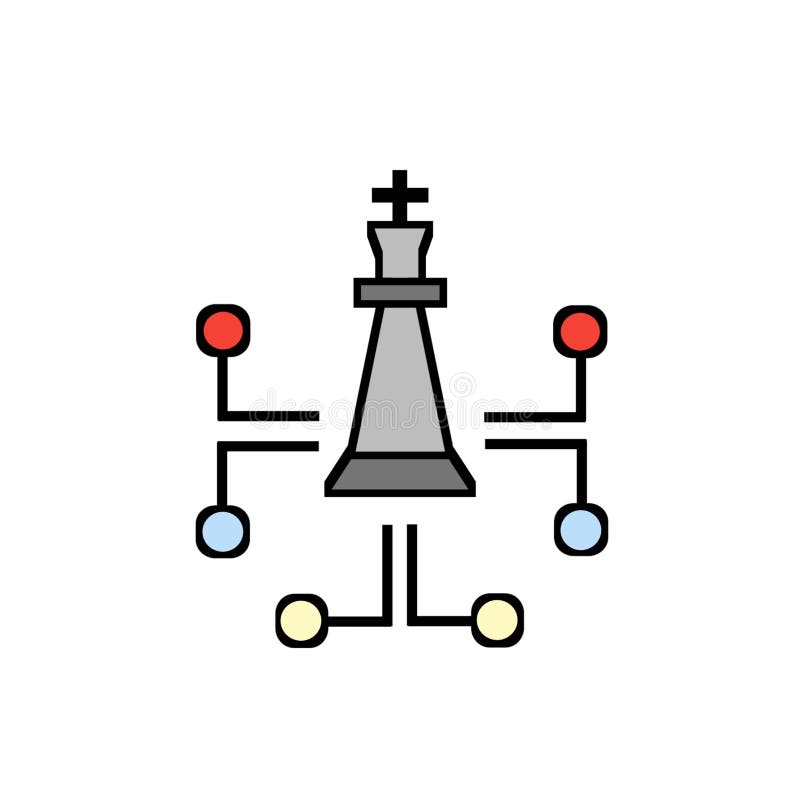 Strategic Leadership and Network Icon Chess King with Connected Nodes ...