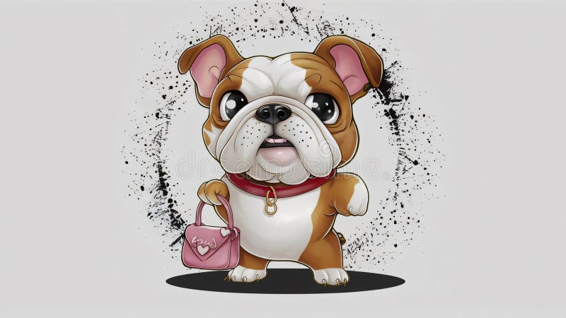 Illustration of Chibi Styled English Bulldog in a Pop Art Stock ...