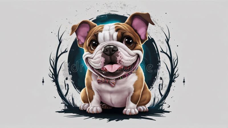 Illustration of Chibi Styled English Bulldog in a Pop Art Stock ...