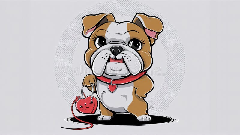Illustration of Chibi Styled English Bulldog in a Pop Art Stock ...