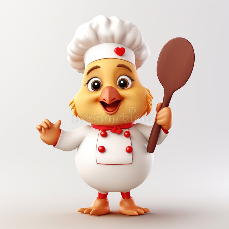 Illustration of a Chicken Chef. Cute Chicken Chef is Smiling and ...