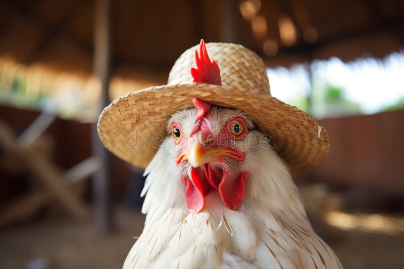 Illustration of Chicken in a Straw Hat. Generative AI Stock ...
