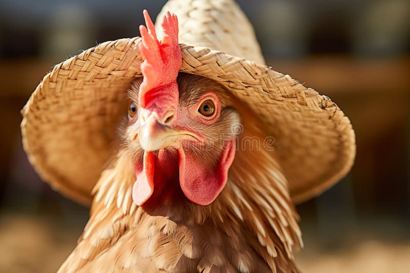 Illustration of Chicken in a Straw Hat. Generative AI Stock ...
