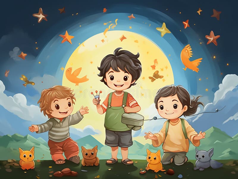 Illustration of Children Doing Various Playtime Stock Illustration ...