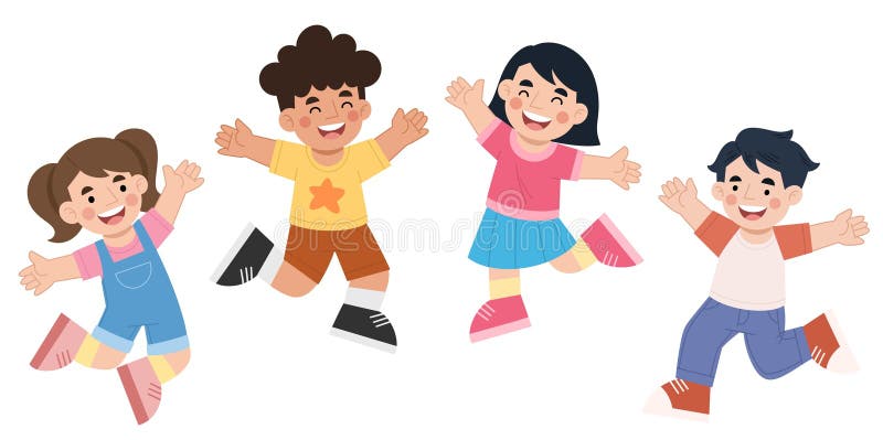 Illustration of Children Jumping High Feeling Happy Stock Illustration ...
