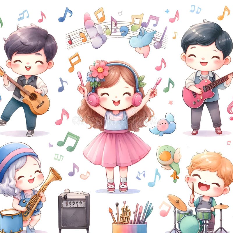 Children Playing Musical Instruments Stock Illustration - Illustration ... Children Playing Musical Instruments Stock Illustration - Illustration ...