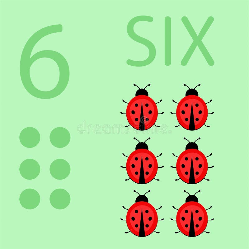 Illustration of Children`s Card with Number Six. the Worksheet Learns ...