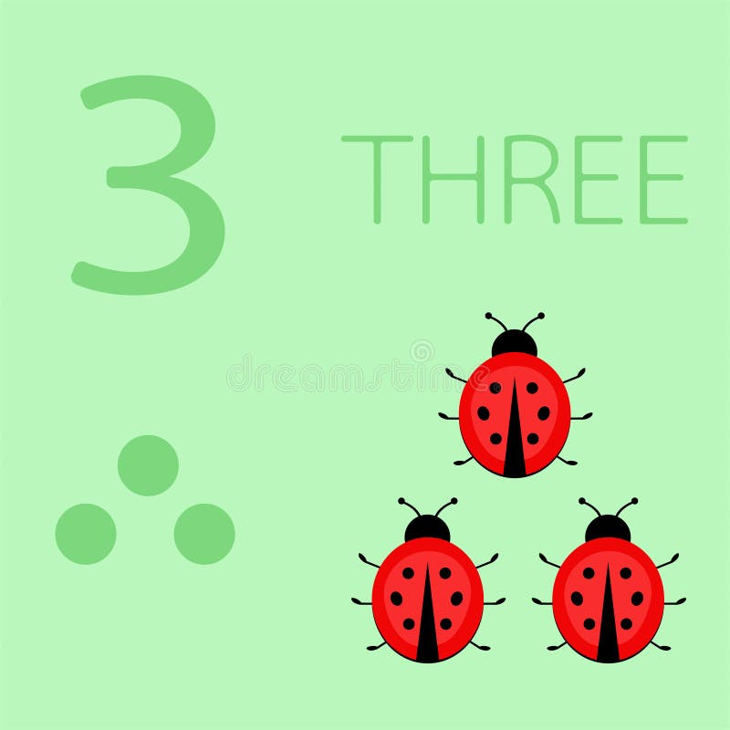 Illustration of Children`s Card with Number Three. the Worksheet Learns ...
