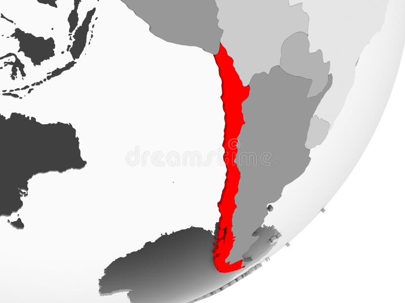 Chile in red on grey map stock illustration. Illustration of chile ...