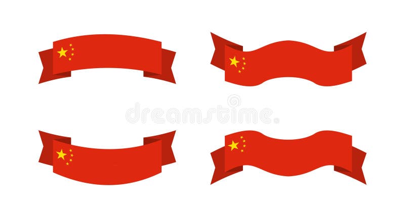 Illustration of a China Flag with a Ribbon Style. China Flag Vector Set ...