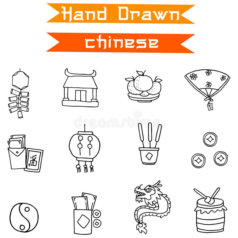 Illustration of Chinese Icons Collection Stock Vector - Illustration of ...