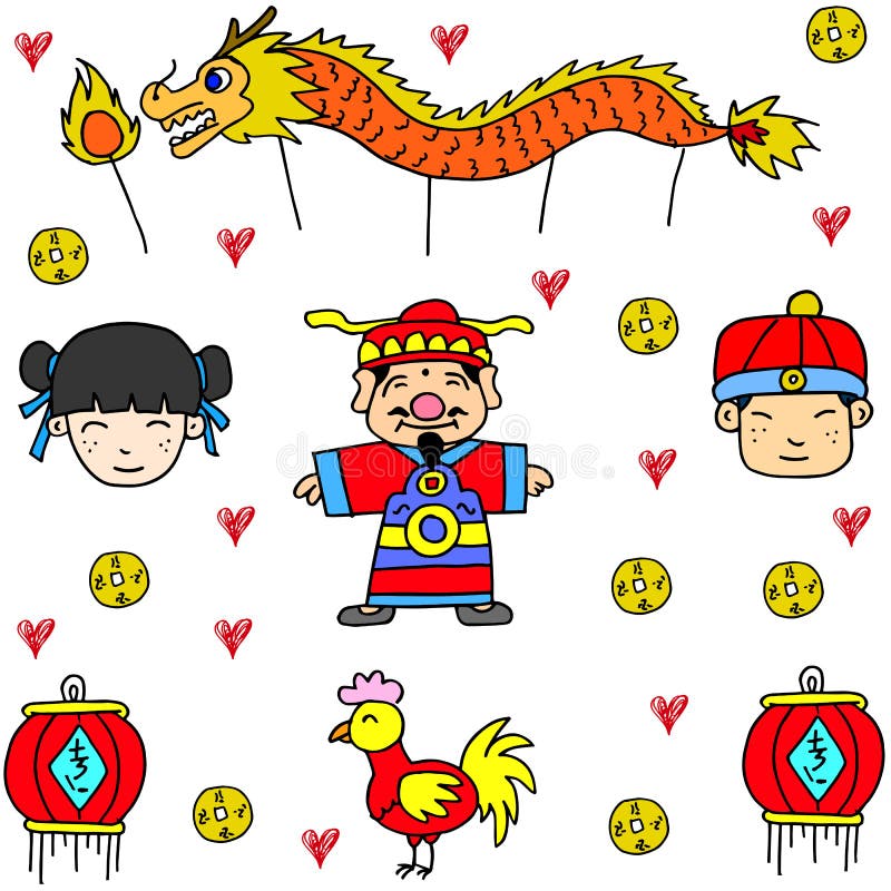 Hand Draw Chinese New Year Doodles Stock Illustrations – 45 Hand Draw ...