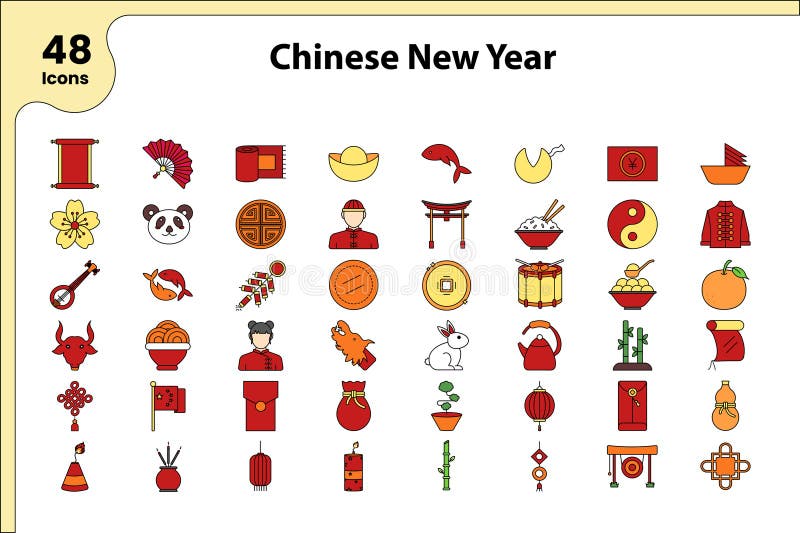 Illustration of 48 Chinese New Year Icon Stock Illustration ...