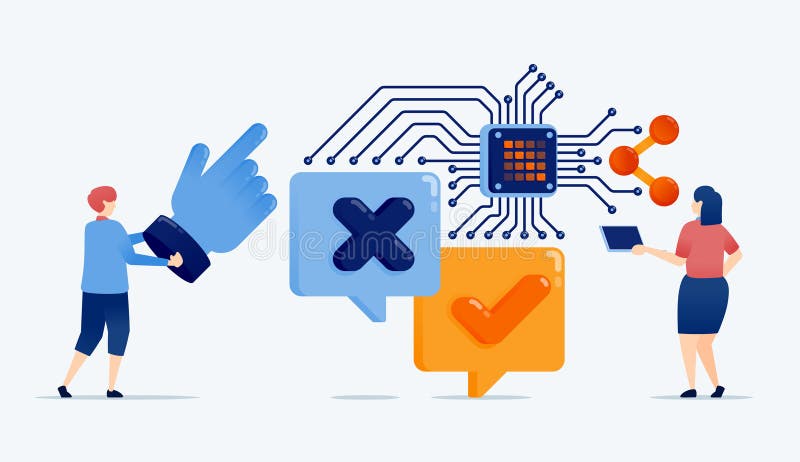 Illustration of Chip with a Learning Engine Helps People Choose Yes or ...