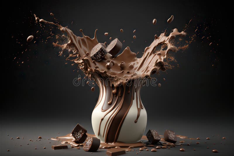 Illustration of Chocolate Milk Splash on a Black Background Stock Photo ...