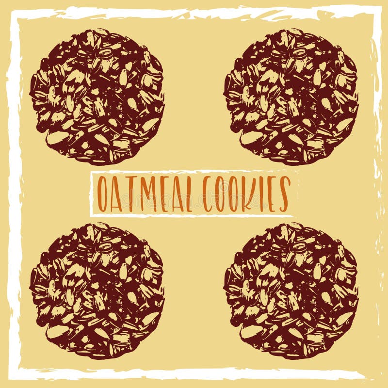 Illustration with Chocolate Oatmeal Cookies and the Inscription Oatmeal ...