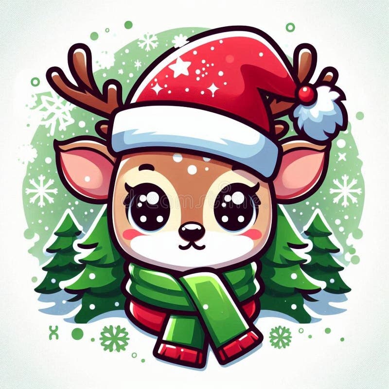 Illustration of Christmas Dear Character in Woods. Stock Illustration ...