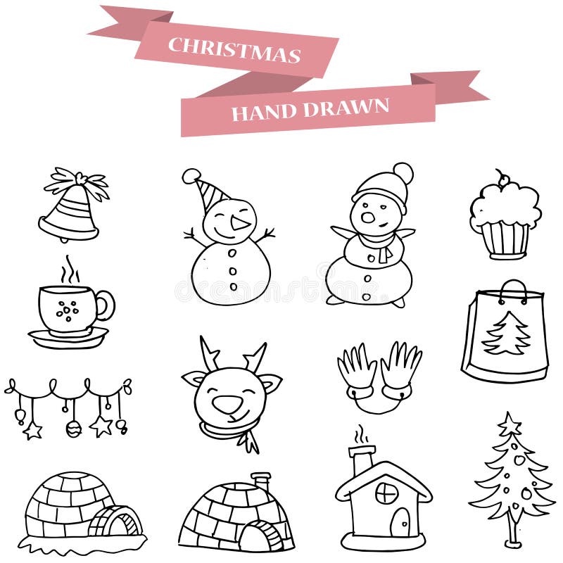 Illustration of Christmas with Hand Draw Stock Vector - Illustration of ...