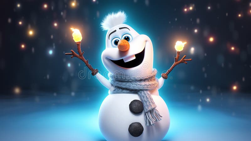 Illustration of Christmas Olaf Cute Smiling Olaf with, Generative Ai ...