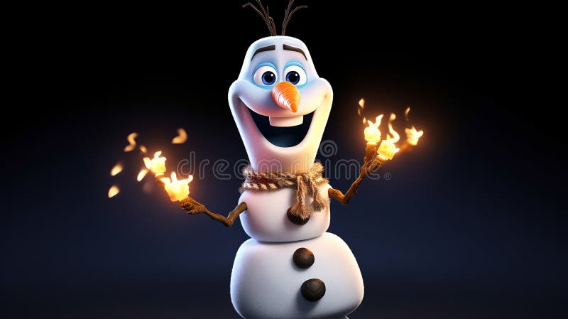 Illustration of Christmas Olaf Cute Smiling Olaf with, Generative Ai ...