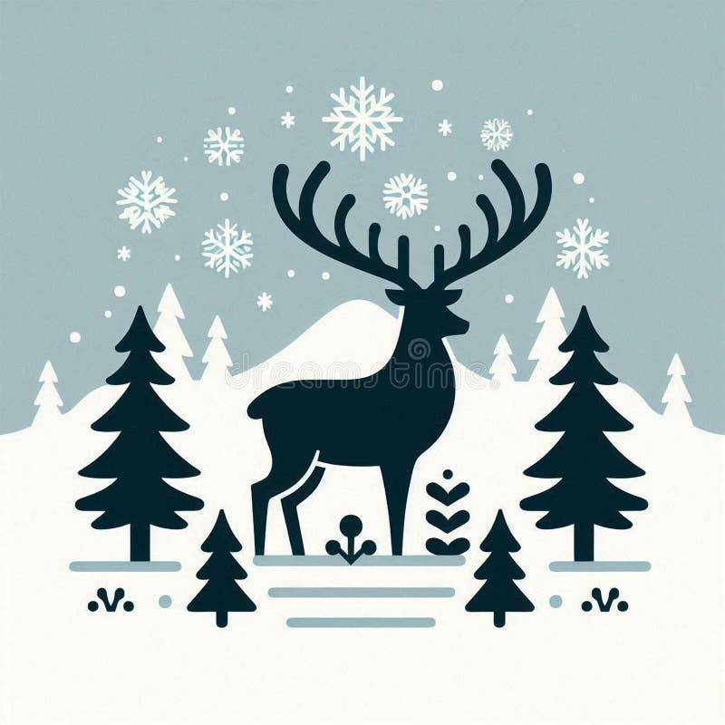 Illustration of Christmas Stag in the Woods Stock Illustration ...