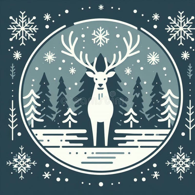 Illustration of Christmas Stag in the Woods Stock Illustration ...