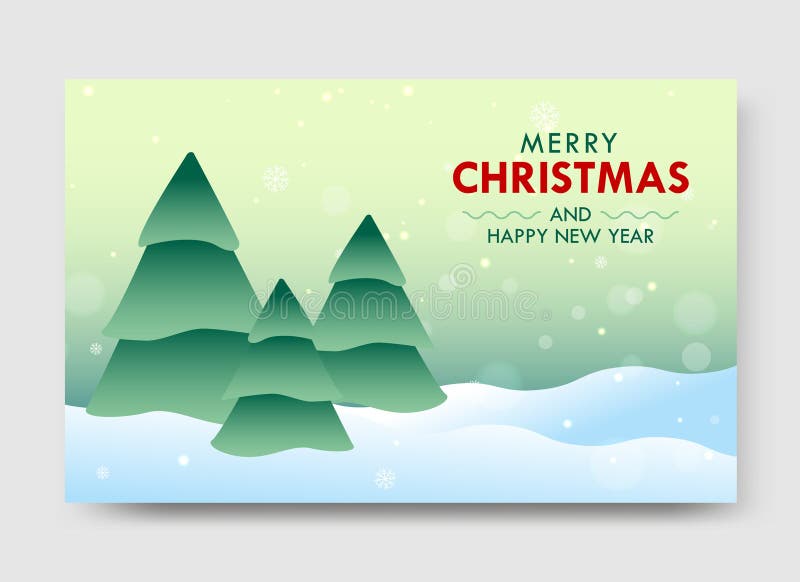 Illustration of Christmas Trees with Snow on a Gradient Background ...