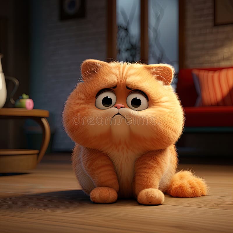 Illustration of a Chubby Cartoon Cat Stock Illustration - Illustration ...