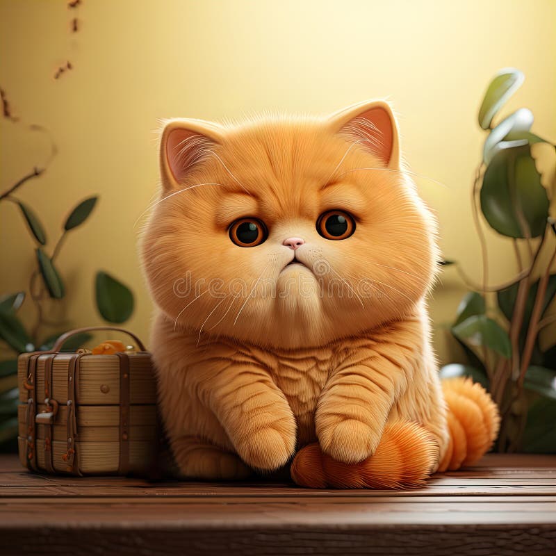 Illustration of a Chubby Cartoon Cat Stock Illustration - Illustration ...