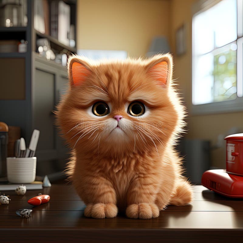 Illustration of a Chubby Cartoon Cat Stock Illustration - Illustration ...