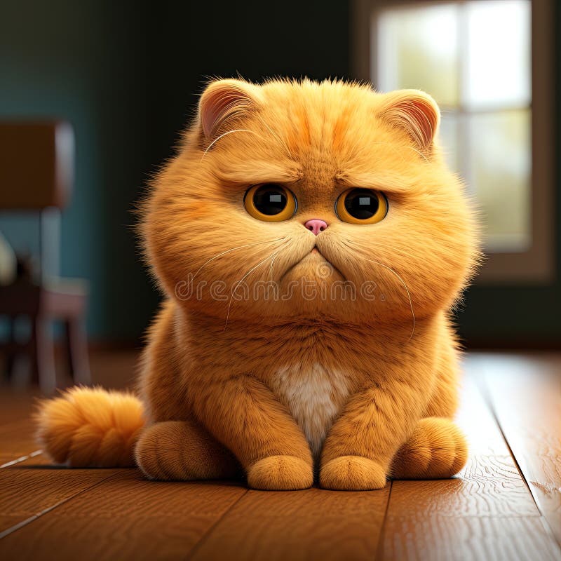 Illustration of a Chubby Cartoon Cat Stock Illustration - Illustration ...