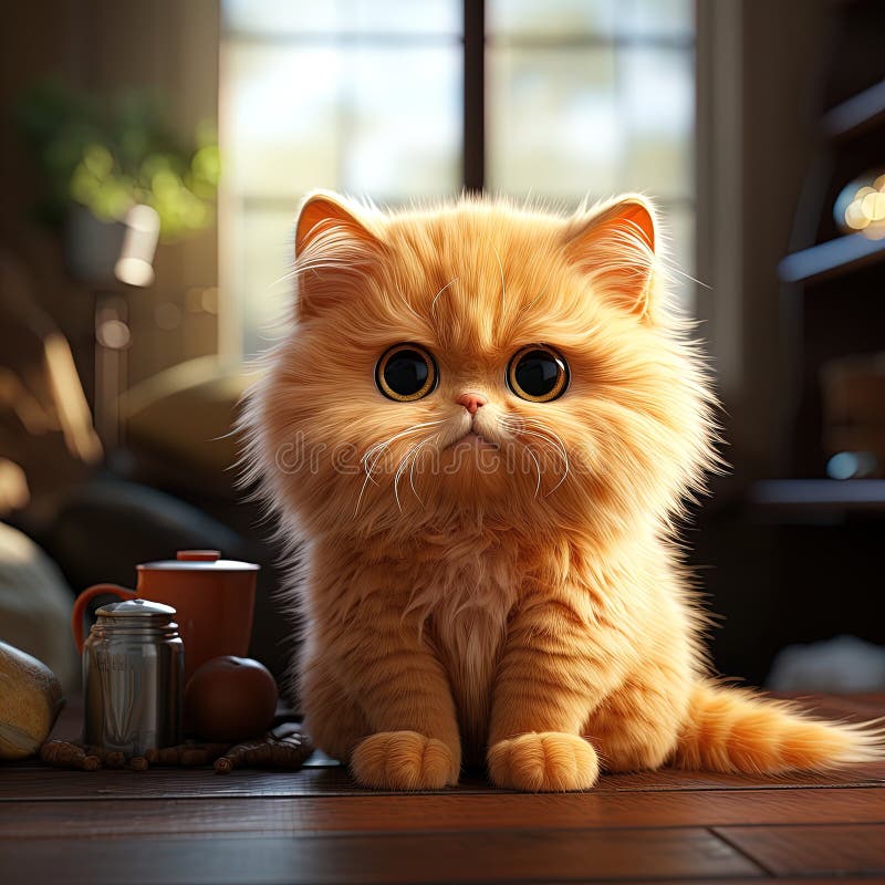 Illustration of a Chubby Cartoon Cat Stock Illustration - Illustration ...