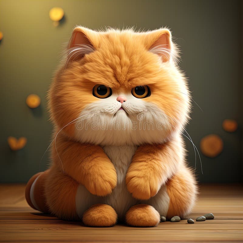 Illustration of a Chubby Cartoon Cat Stock Illustration - Illustration ...