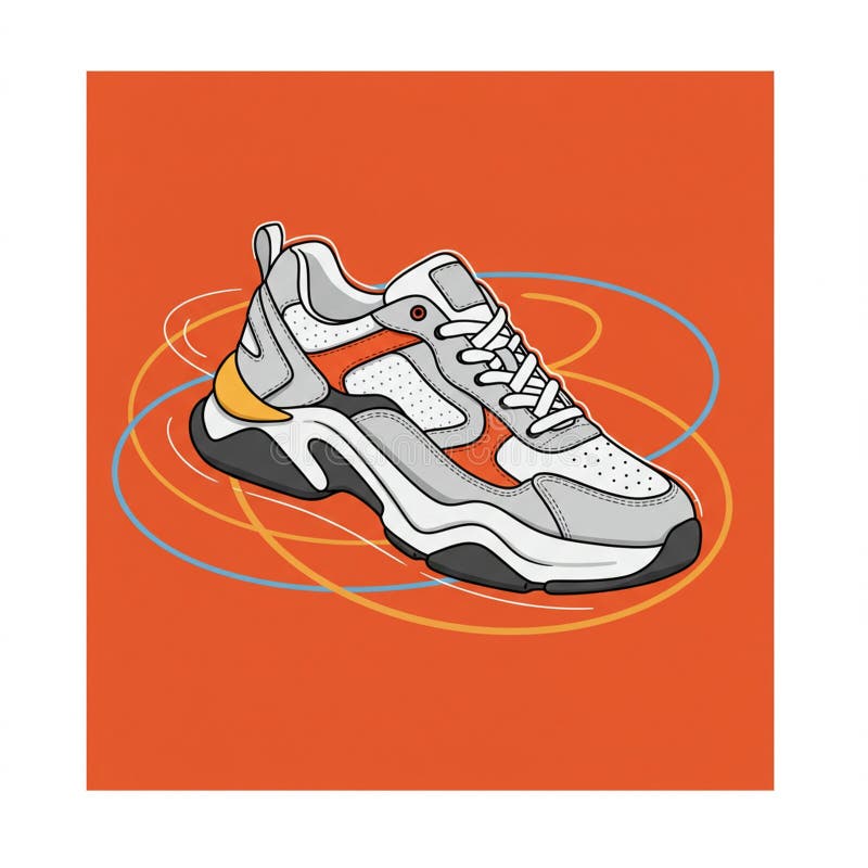 Illustration of a Chunky Sneaker with a Dynamic Design. the Shoe ...