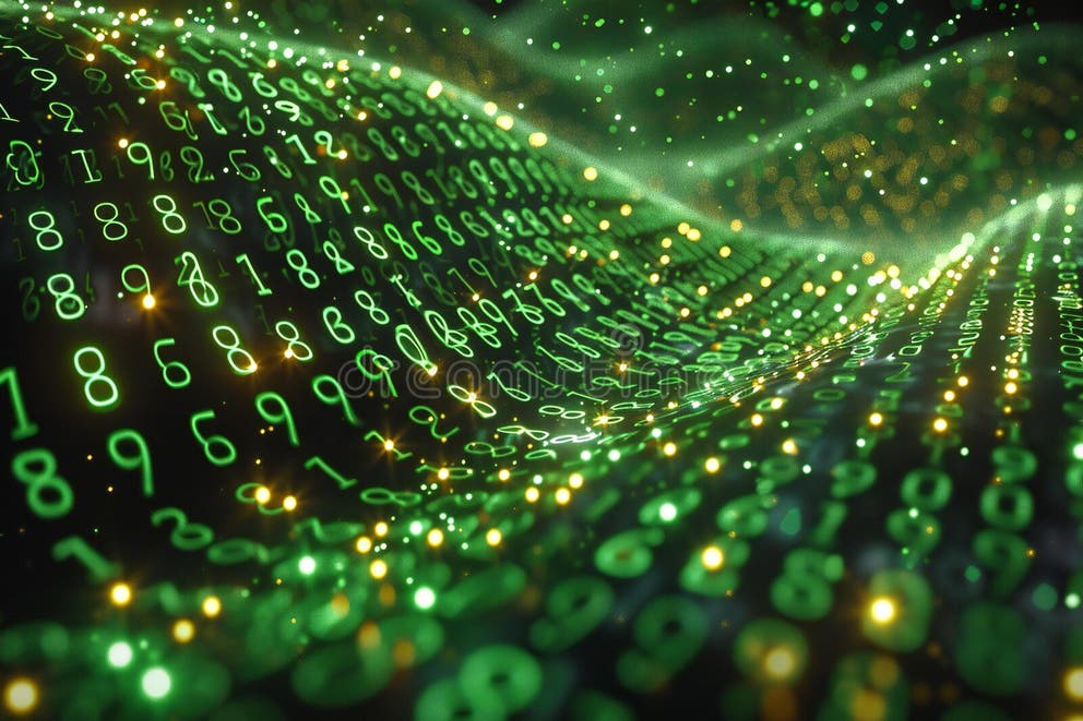 Cinematic Background of Green Binary Code on Black, Binary Numbers ...