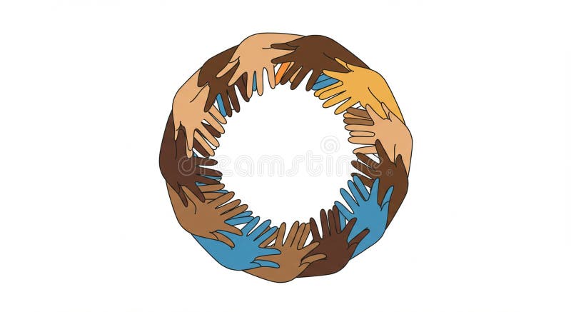 Illustration of a Circle Formed by Overlapping Hands in Various Skin ...