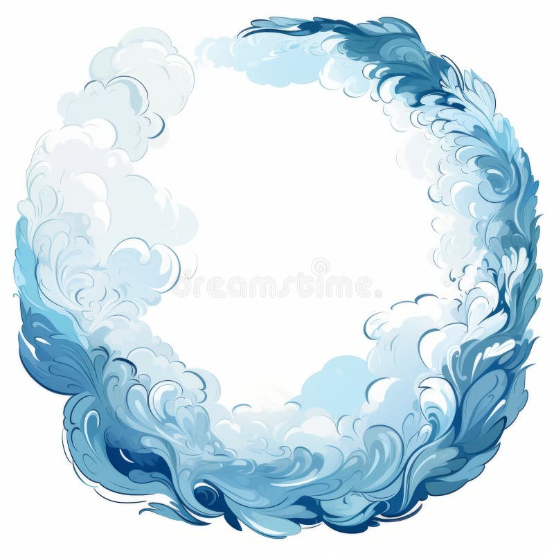 An Illustration of a Circle with Waves and Clouds Stock Illustration ...