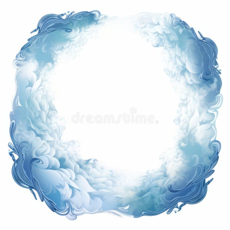 An Illustration of a Circular Frame Made of Blue Clouds Stock ...