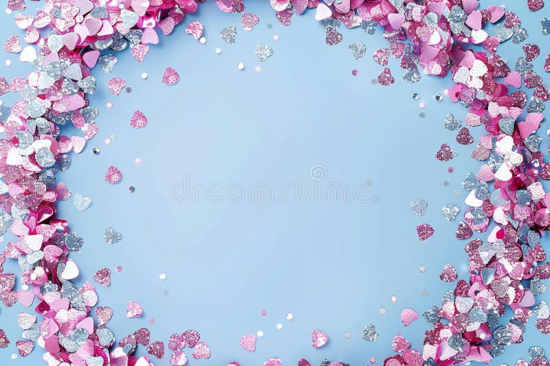 A Circular Frame of Small Pink and Silver Sequins on a Pastel ...