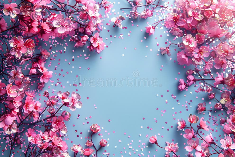 A Circular Frame of Small Pink and Silver Sequins on a Pastel ...