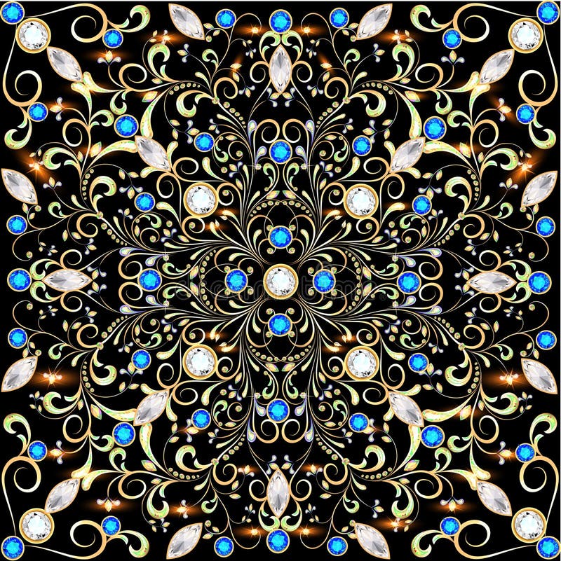 Patterns of Precious Stones. Postcard with Border Stock Vector ...