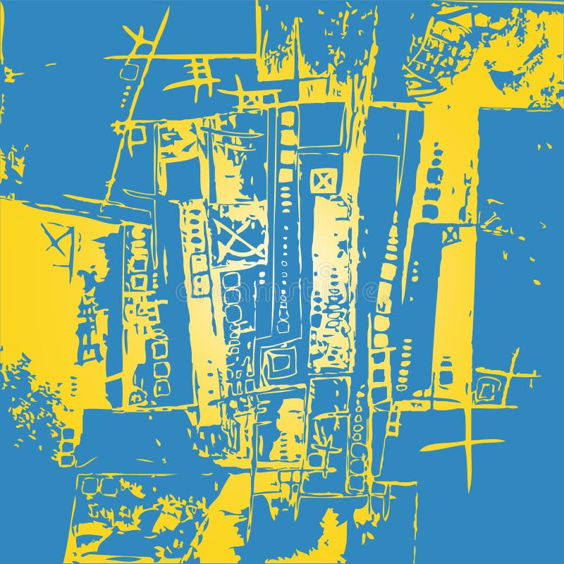 Abstract Vector Illustration Map Plan Pattern in Two Colors Yellow and ...