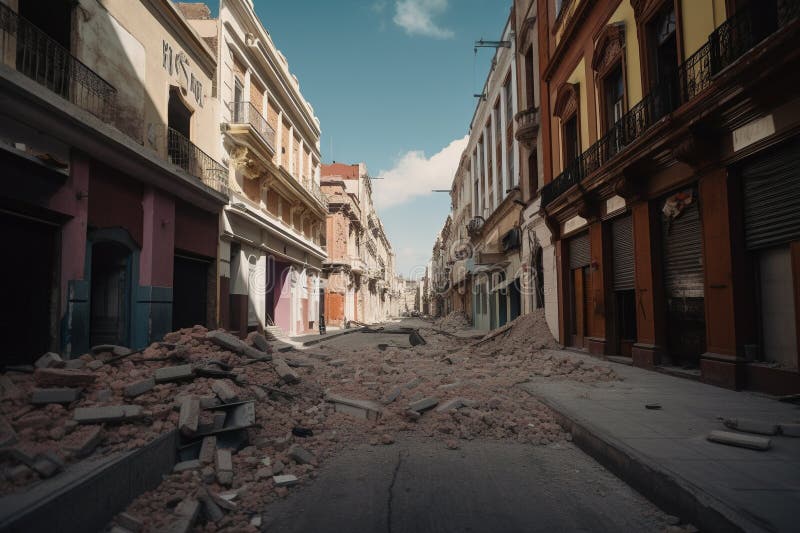 Illustration of a City Damaged by a Powerful Earthquake Stock ...